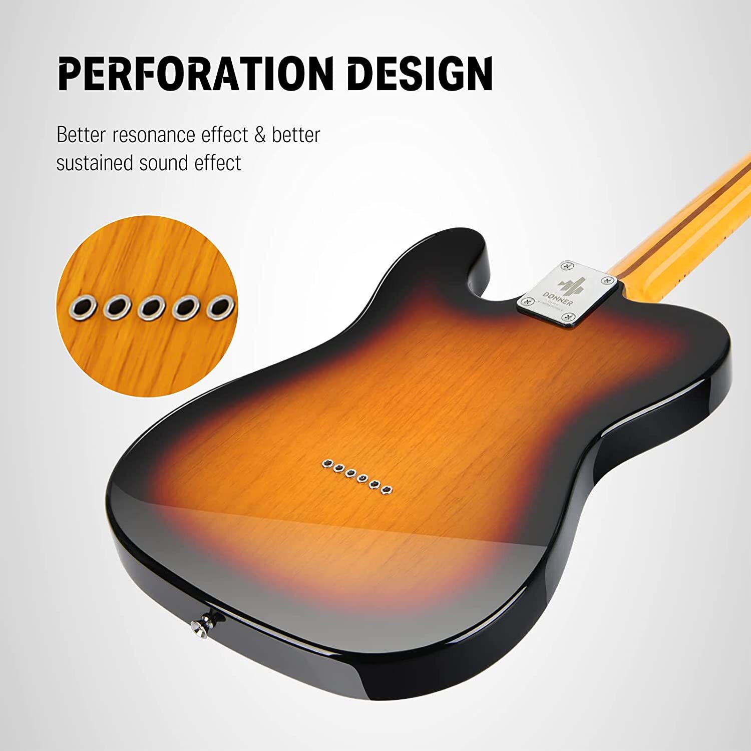 Donner DJC-1000 Jazz Tele Electric Guitar Humbucker HH Pickups Thinline ...