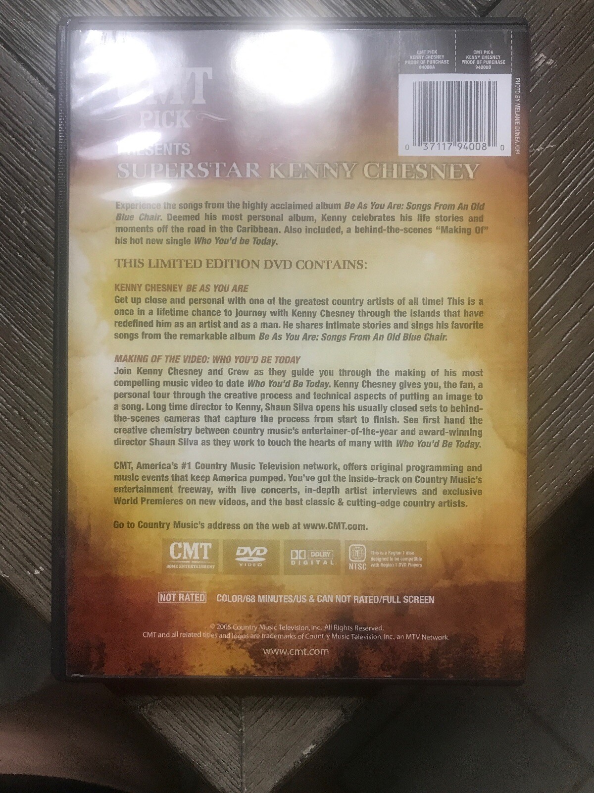 KENNY CHESNEY - CMT Pick (DVD, 2005, Concert + Video: Who You'd Be ...