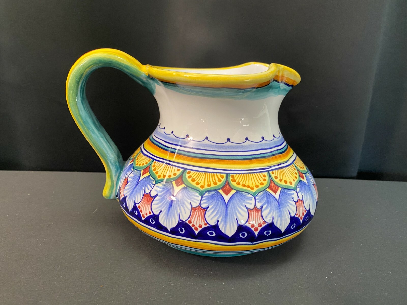 Gialletti Giulio Del A Mano Deruta Pitcher ~ 5 1/2" Tall | eBay