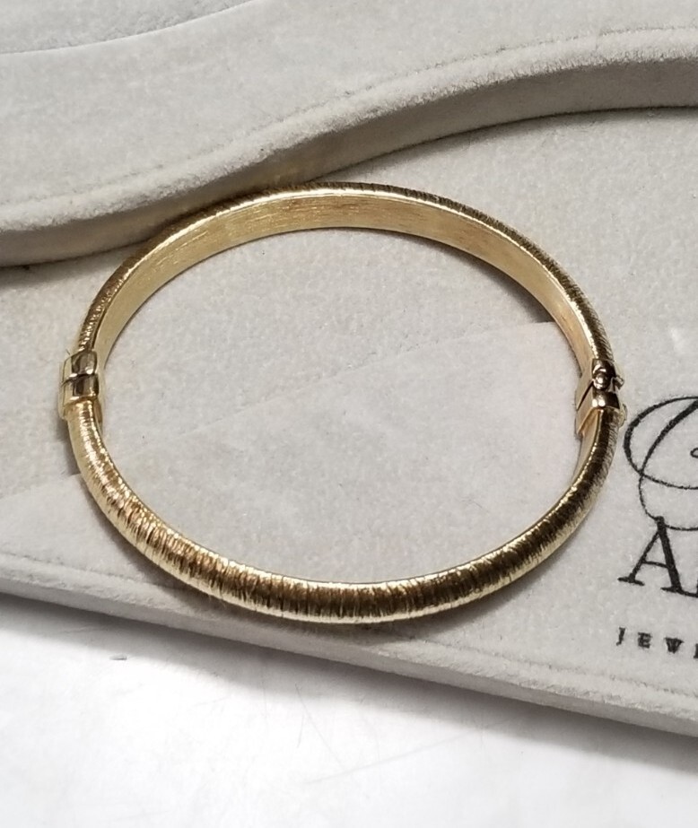 QVC Veronese 18k Yellow gold/Sterling silver textured Bangle Bracelet ...