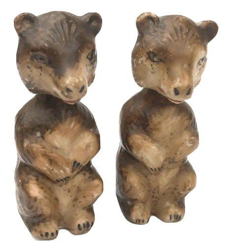 Vtg Nodders Bobble Head Brown Bear Set Kitschy Shelf Sitters ...