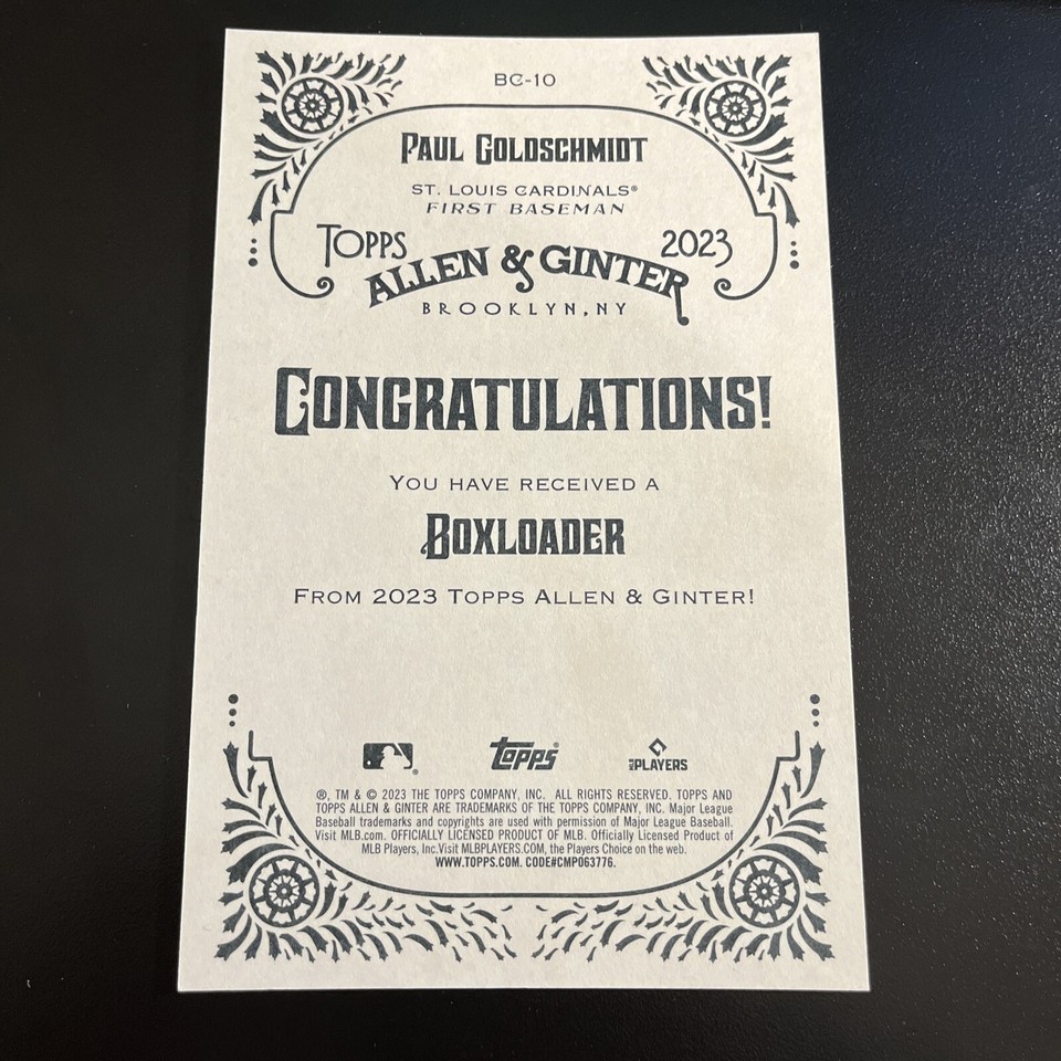 2023 Topps Allen & Ginter Paul Goldschmidt Oversized Box Topper #BC-10 ...
