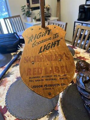 vintage wooden advertising sign for Schenley’s Red Label Liquor. | eBay