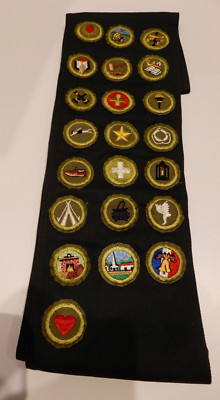 Vintage Boy Scouts Merit Badge Sash with 22 Merit Badges Boy Scouts BSA ...