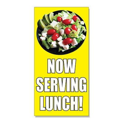 Now Serving Lunch Yellow Style 2 Business DECAL STICKER Retail Store ...