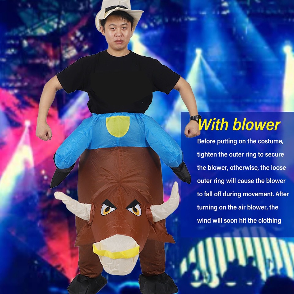 ༝Inflatable Bull Costume For Adults Funny Blow Up Bull Rider Costume ...