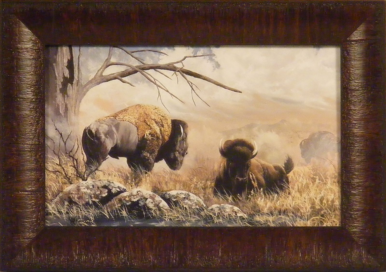 HIGH PLAINS DRIFTER by Ray Whitson 11x15 Buffalo Bison Prairie FRAMED ...