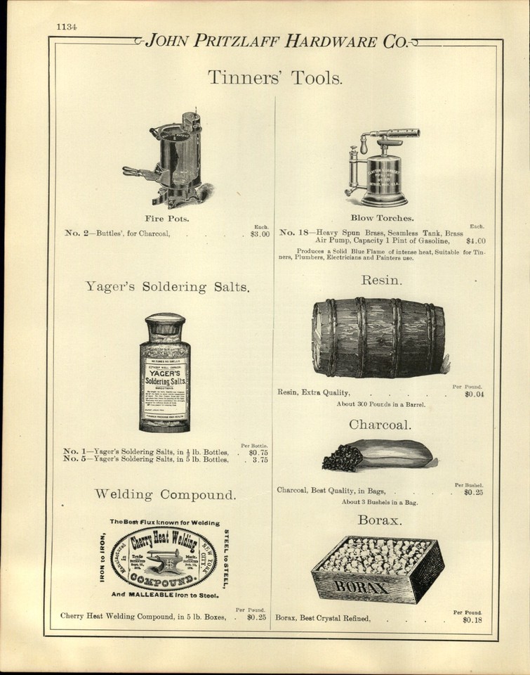 1903 PAPER AD Tinner Soldering Furnace Parts Gem Special Fire Pot Blow ...