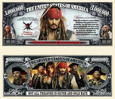 Pirates of the Caribbean Million Dollar Bill Play Funny Money Note ...