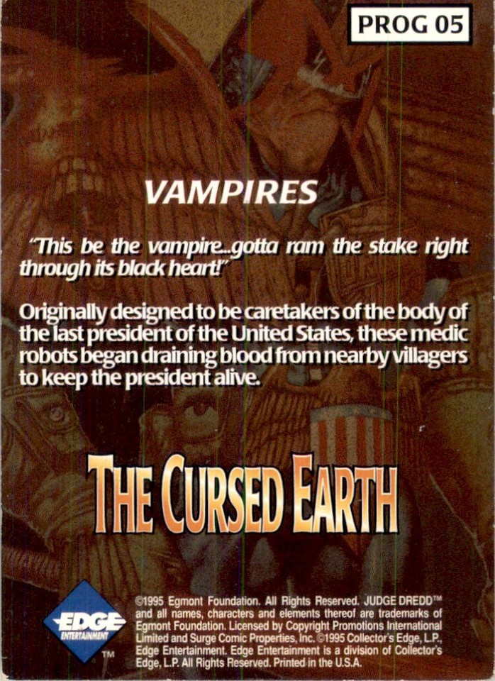 1995 Judge Dredd VAMPIRES THE CURSED EARTH #PROG05 | eBay