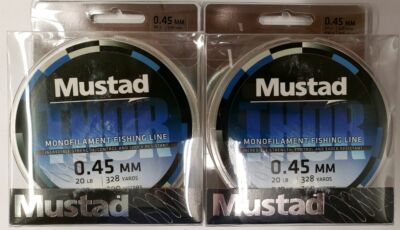 2 PK- Mustad Thor Mono Fishing Line 20# Test Green 300 Meters 328 Yds ...