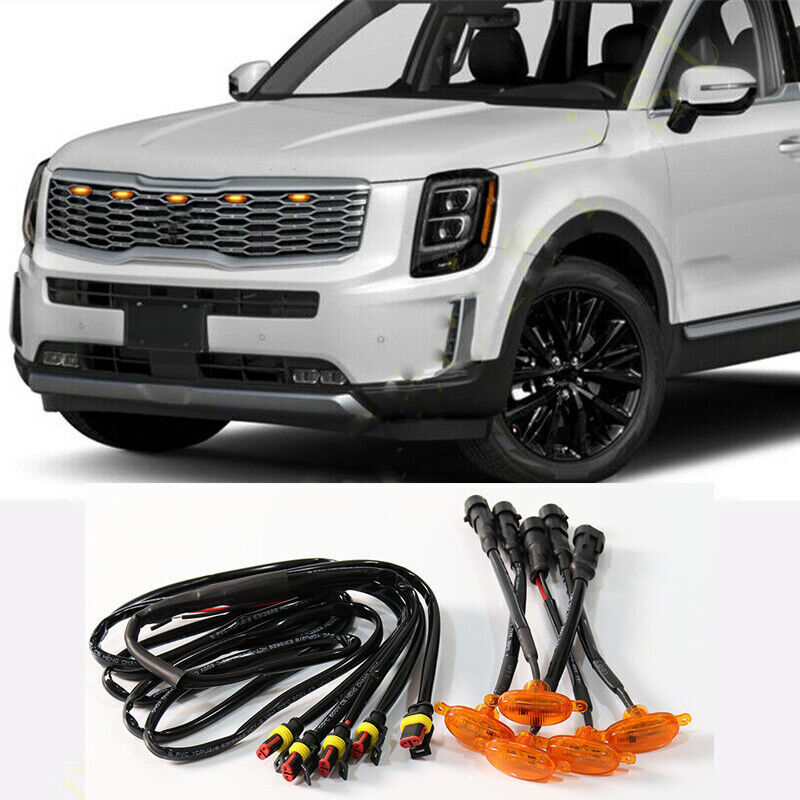 For Kia Telluride 2020-2022 Front Grille LED Amber Light Raptor Style ...