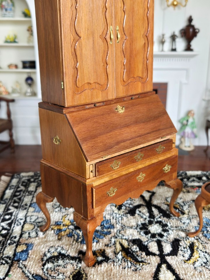 Vintage DOLLHOUSE MINIATURE ARTISAN J. Beals Secretary Desk w Chair ...