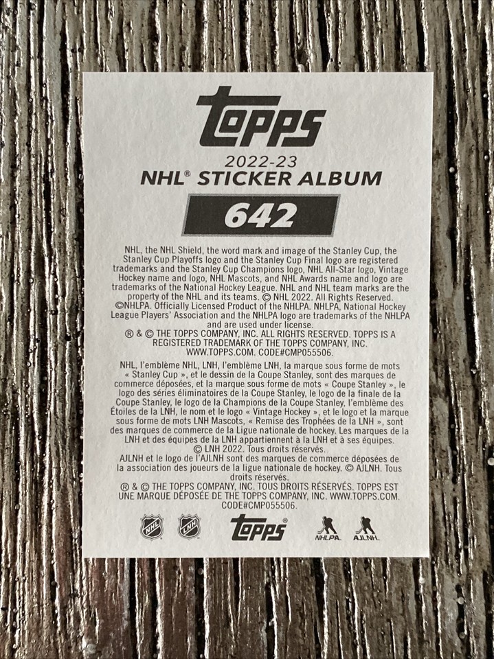 2022-23 Topps NHL Stickers International Ice #642 TREVOR ZEGRAS | eBay