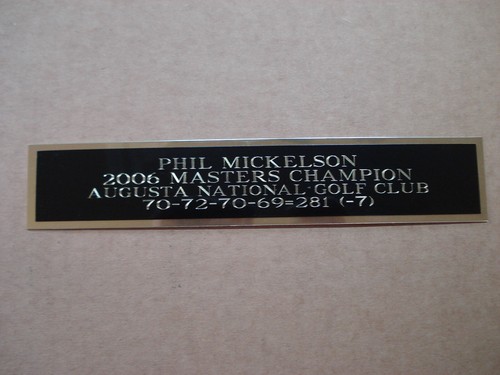 Phil Mickelson 2006 Masters Nameplate For A Framed Golf Flag Case 1.5 ...