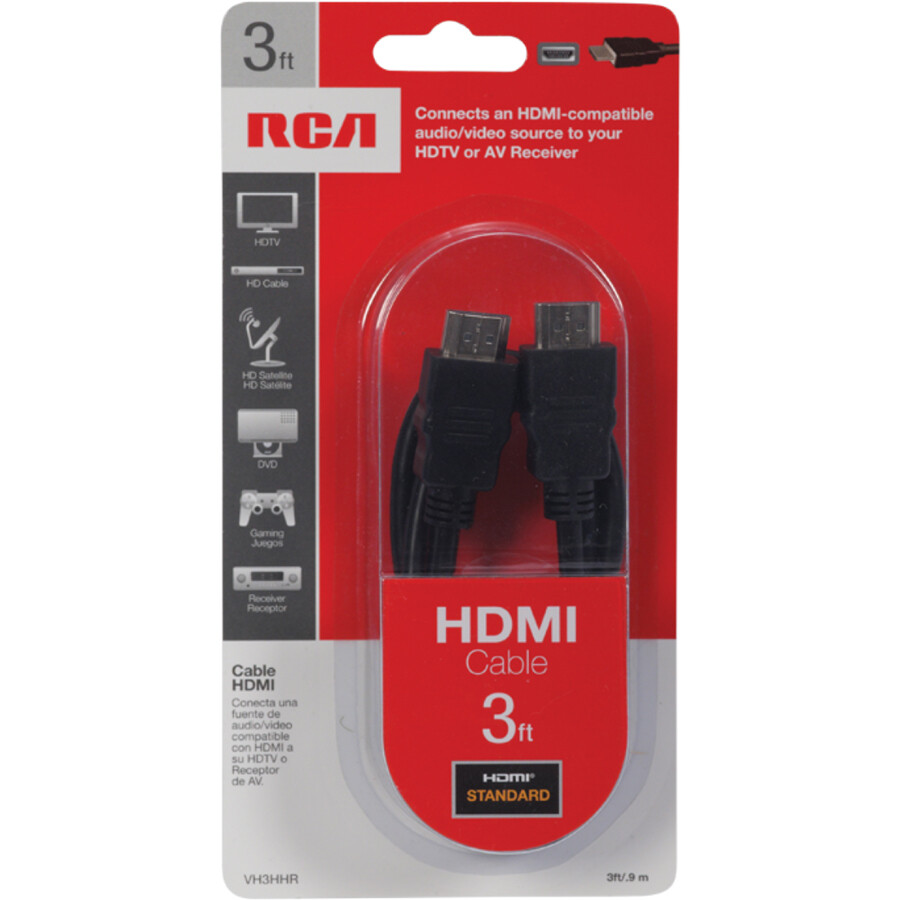 RCA VH3HHR 3ft Hdmi To Hdmi M/m Cable Cabl Connects Hdmi To Audio Video ...