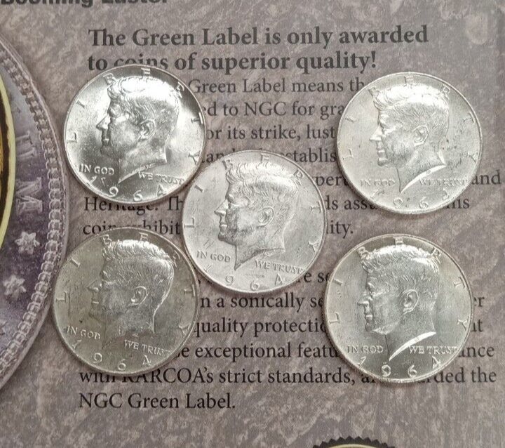 Silver Kennedy Half Dollars 90% Silver 5 Coins TP-6611 | eBay