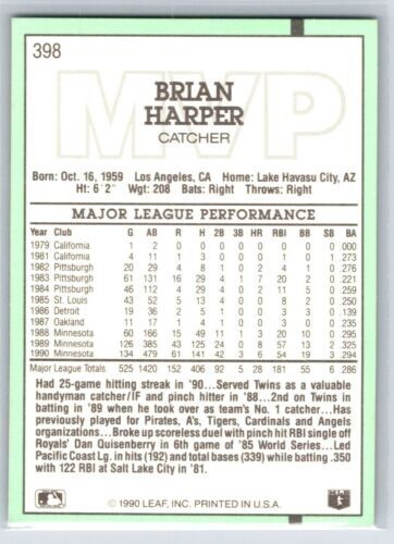1991 Donruss MVP #398 Brian Harper Minnesota Twins Baseball Card | eBay