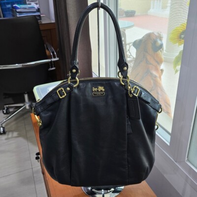 Coach Black Large Women Madison Tote Bag Purse Satchel Rare | eBay