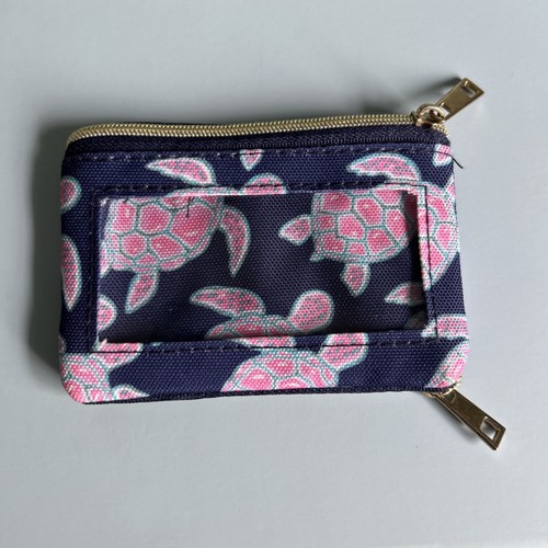 Simply Southern Mini ID Case Double Sided Zip Key Ring Navy & Pink ...