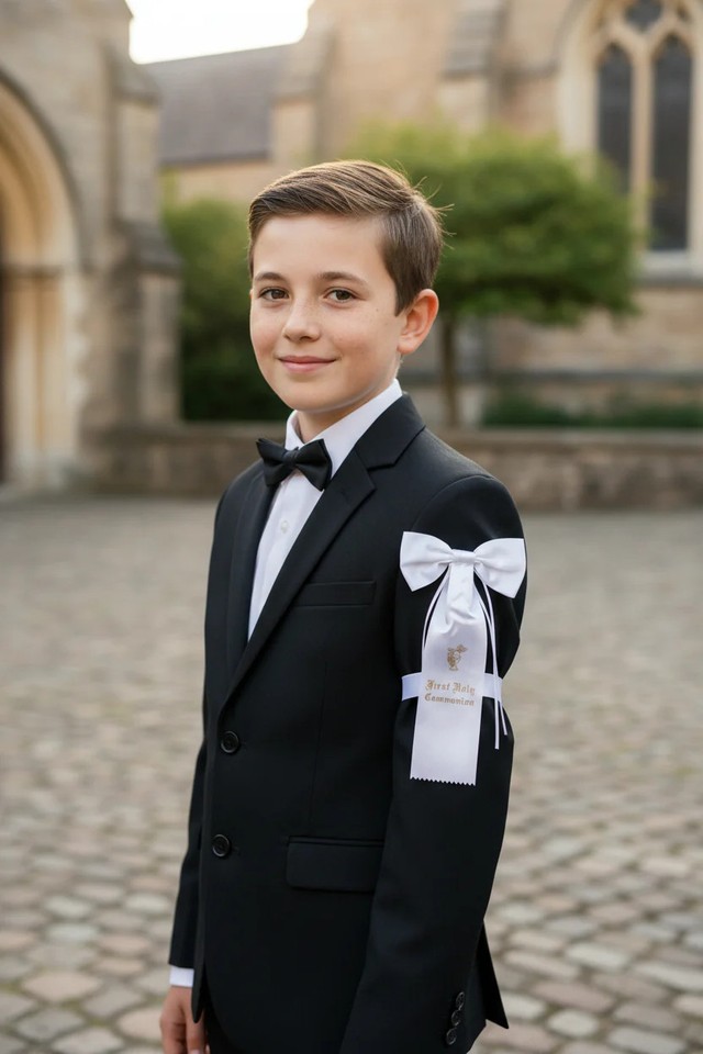 Boys First Holy First Communion Arm Bow-handkerchief -certificate Set ...