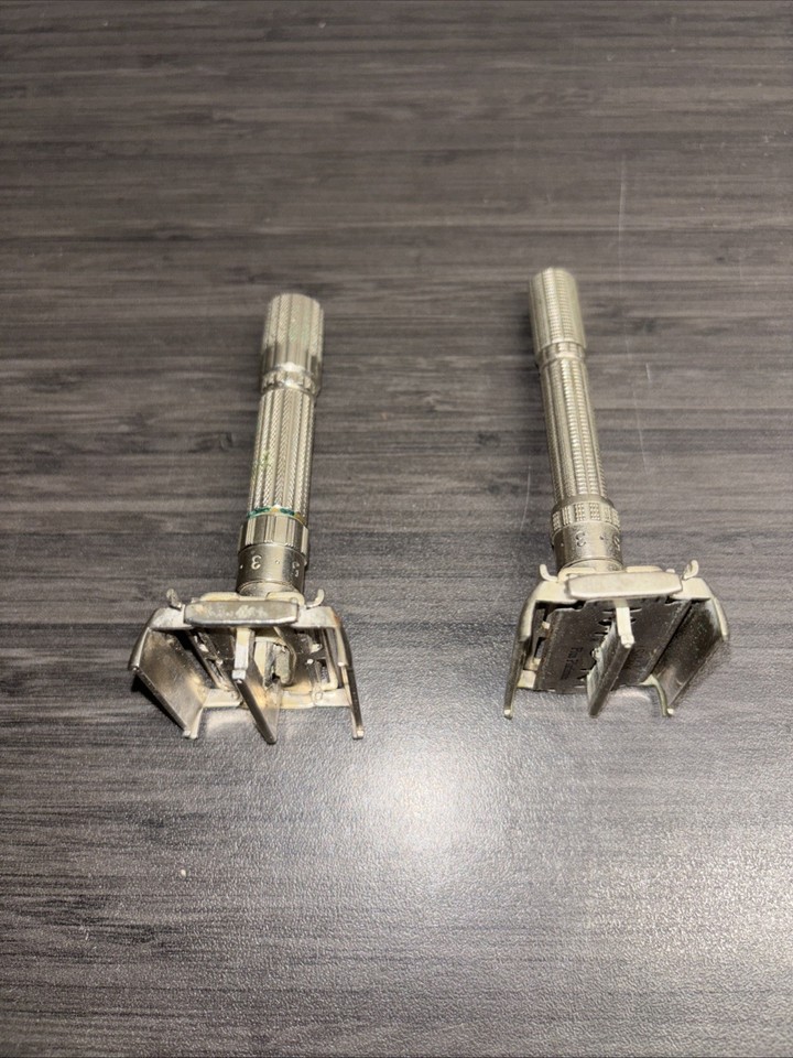 (2) Vtg 1959 Gillette Fat Boy Adjustable TTO Safety Razor Made in USA 2 ...