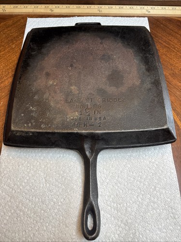 Vintage BSR Cast Iron Handled Square 11 1/4" BREAKFAST GRIDDLE PAN ...