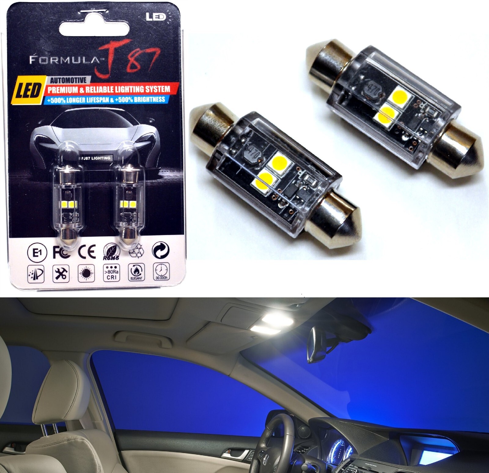 LED Light Canbus Error Free DE3423 5W White 5000K Two Bulbs Step Door ...