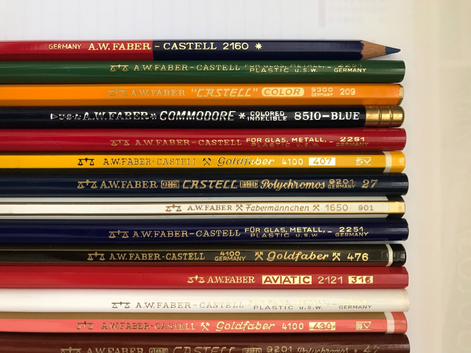 22 VINTAGE A.W.FABER COLOR PENCILS:GOLDFABER, AVIATIC, POLYCHROMOS ...
