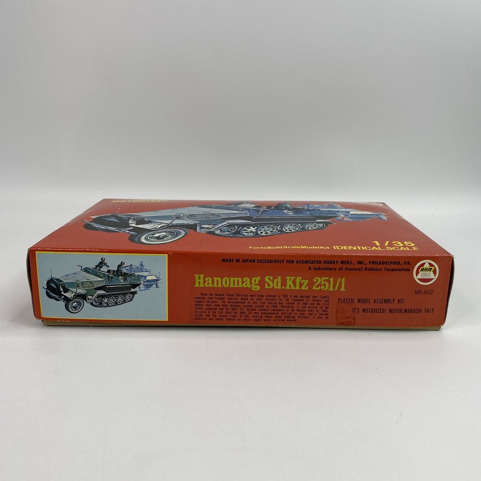 Vintage AHM 1/35 Scale German Half-Track Hanomag Sd. Kfz 251/1 Model ...
