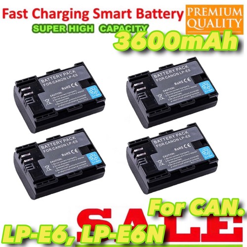 4 X Battery 3600mAh for Canon EOS LP-E6N LP E6N 60D 70D 80D 5D MK II | eBay