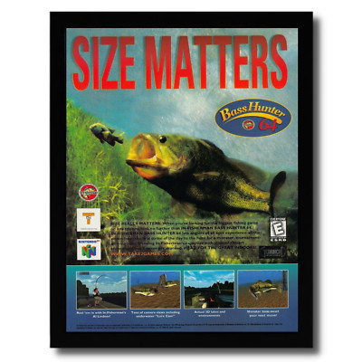 1999 Bass Hunter 64 Framed Print Ad/Poster Original N64 Nintendo 64 ...