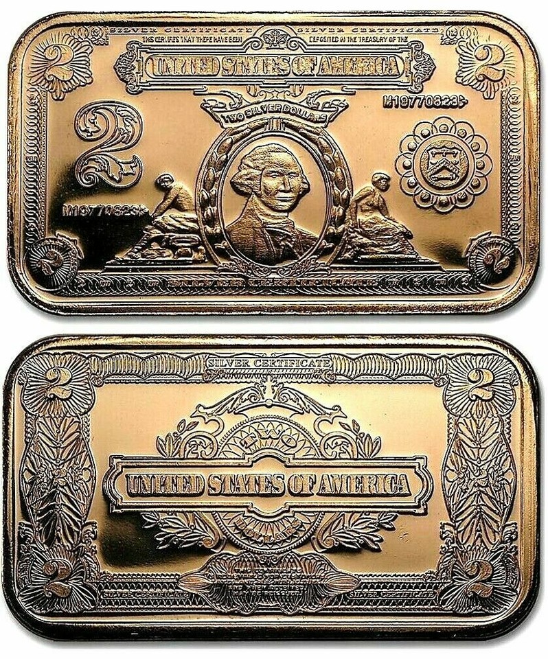 Set of Seven Banknote & Certificates 1oz. Pure Copper Bullion Bars!! | eBay