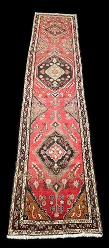 Hand-Knotted Vintage Wool Runner Rug Red Oriental Pattern 3'2 x 14'1 | eBay