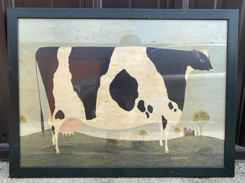 Warren Kimble Vermont Cow by Folk Art Print Framed 30" x 22" | eBay