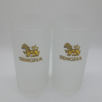 Set 2 5.5" Beer Glass SINGHA Original New Rare Vintage Logo Lion Thai ...