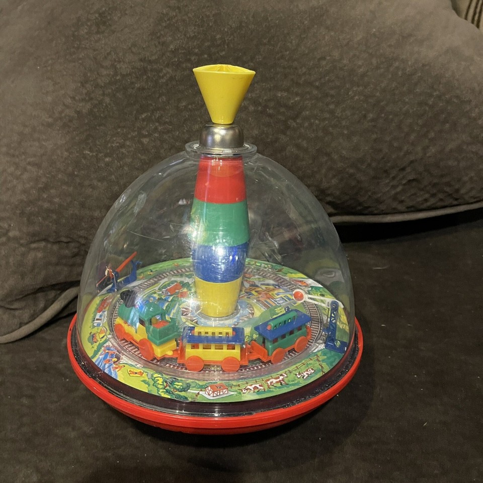 Vintage Tin Top Spinner Train Design approx 11” | eBay