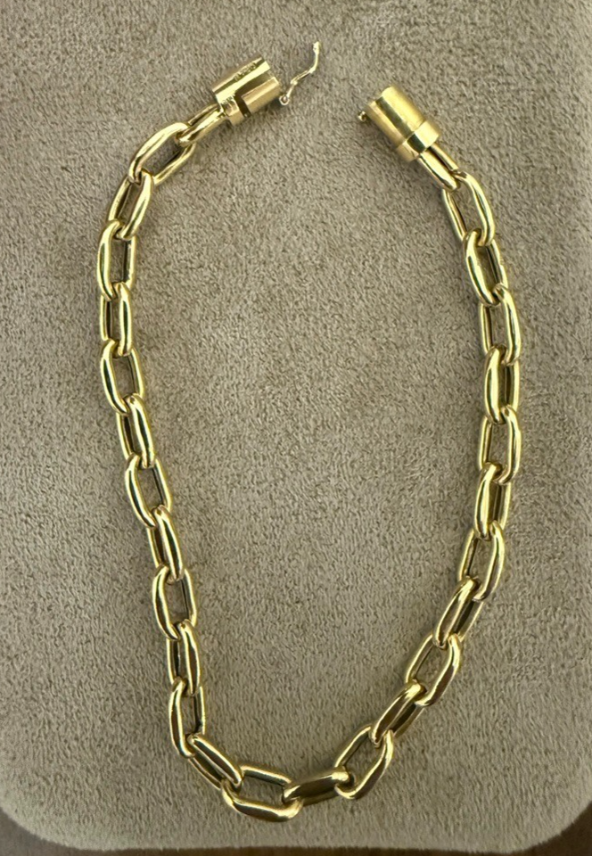 18K Yellow Gold Link Bracelet 6.9g | Turn-Lock & Figure-8 Safety | 7.5 ...