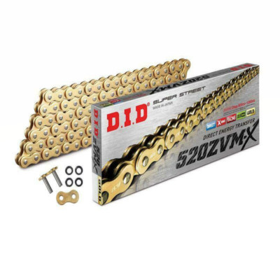 DID SUPER HEAVY DUTY X-RING GOLD MOTORCYCLE DRIVE CHAIN 520 ZVMX 120 L ...