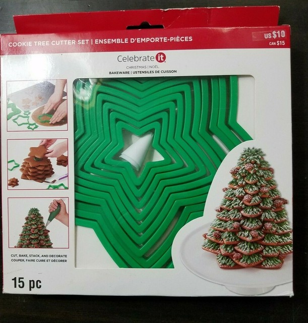 15 Piece Stacking Christmas Cookie Tree Cutter Set Holiday 10 Star ...
