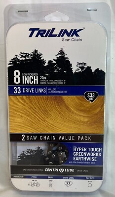 2-Pack TriLink Saw Chain 8" 33 Drive Links .043" Gauge 3/8" Pitch - NIP ...