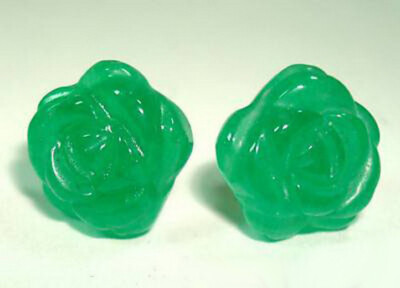 Genuine Green Jade Rose Flower 18KWGP Stud Earrings New Fashion Women ...