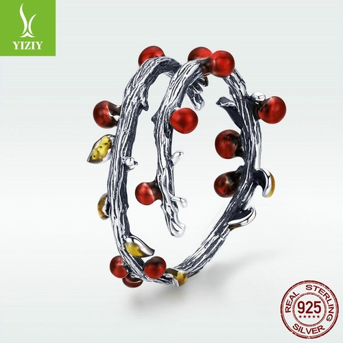 Color Of Autumn 925 Sterling Silver Open Ring Enamel Retro Women ...