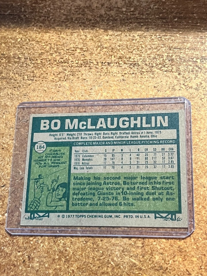 1977 Topps Baseball # 184 Bo McLaughlin | eBay