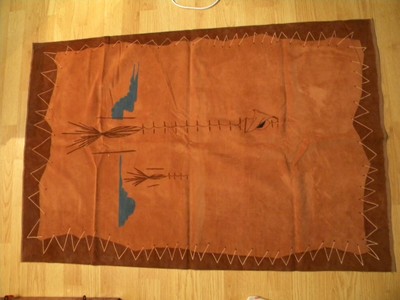 Vintage Tri-Chem Liquid Embroidery-Velvet-Native TP Scene 30"w x 46"t ...