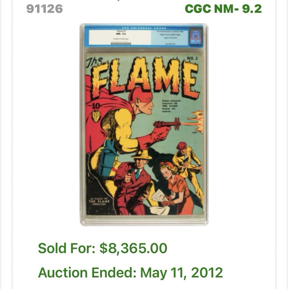 ⭐️The Flame #1, 1940 CGC 4.0, Key Origin⭐️ Classic Lou Fine Cover, 1st ...