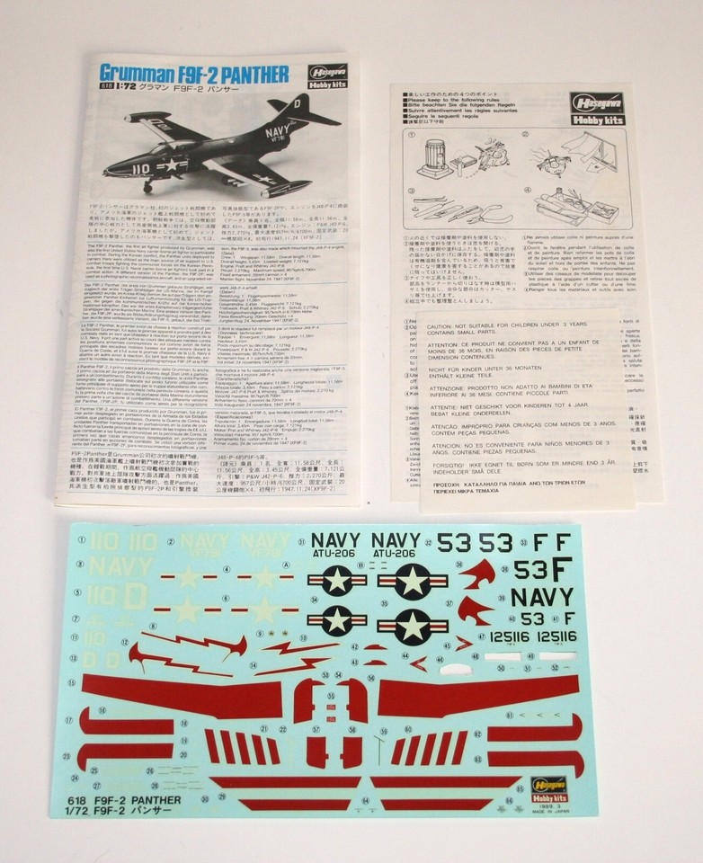 Hasegawa 1/72 Grumman F9F-2 Panther kit #618 complete, started some ...