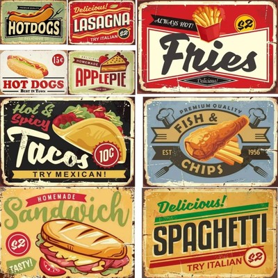 Vintage Food Metal Sign Wall Art Decor for Kitchen, Cafe, Restaurant ...