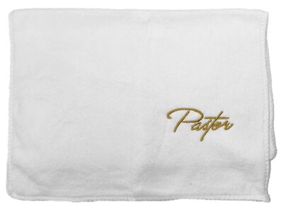 Towel-Pastor-White w/Gold Lettering | eBay