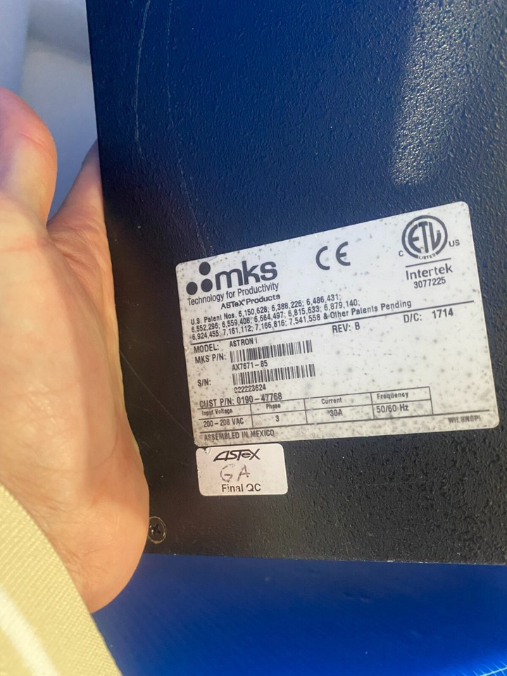 ASTRON MKS AX7670, AX7670-06, AX7670-85, AX7671-85 Remote Source Plasma ...